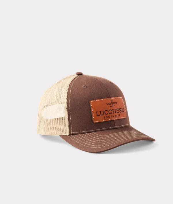 Leather Patch Cap - Brown + Khaki - Lucchese