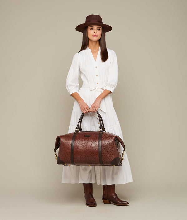 Ostrich Duffle - Large - Chocolate - Lucchese